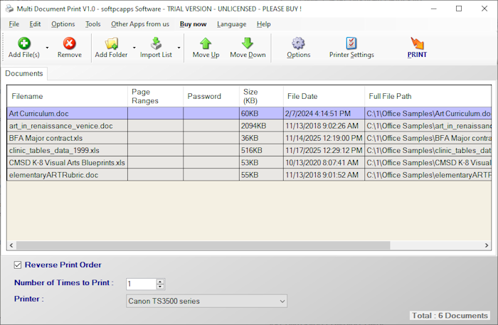 How to batch print Office Files