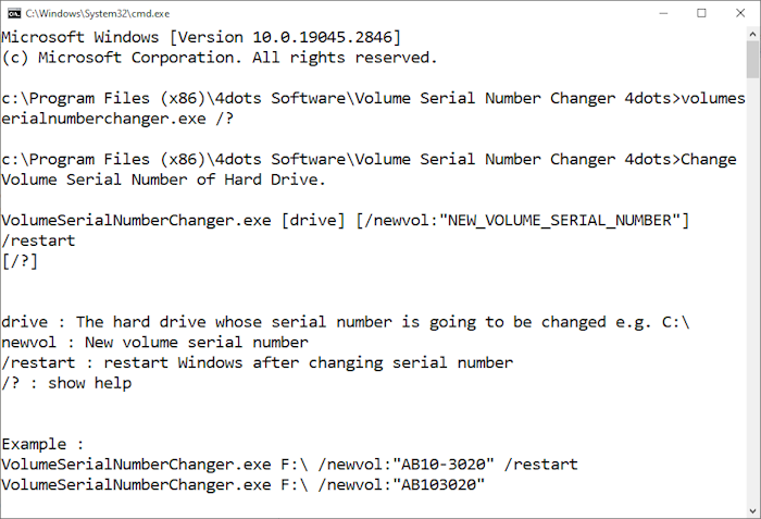 Volume Serial Number Changer 4dots Change serial number