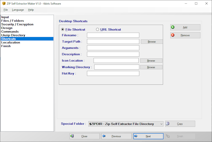 Screenshots - ZIP Self Extractor Maker